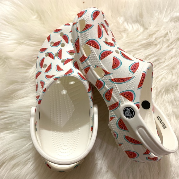CROCS | Shoes | Crocs Watermelon Classic Clogs Summer White Shoes ...